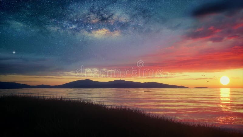 Sunset in the Bay - Loop Sea Ocean Landscape Motion Background Stock ...
