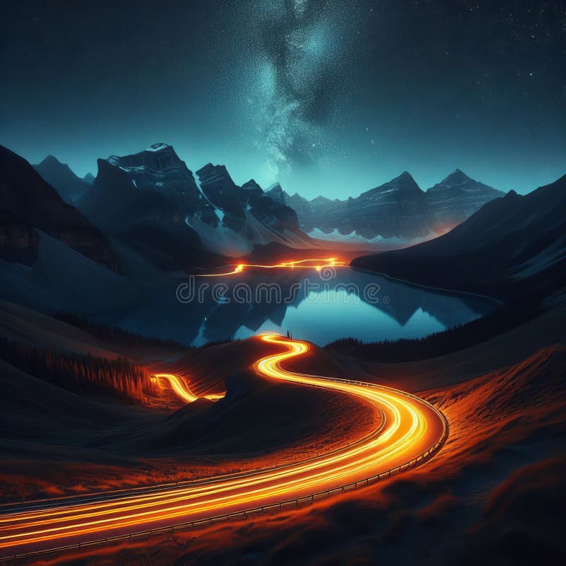 Starry Trail the Path of Stars Leaves a Glowing Trail a Celestia Stock ...