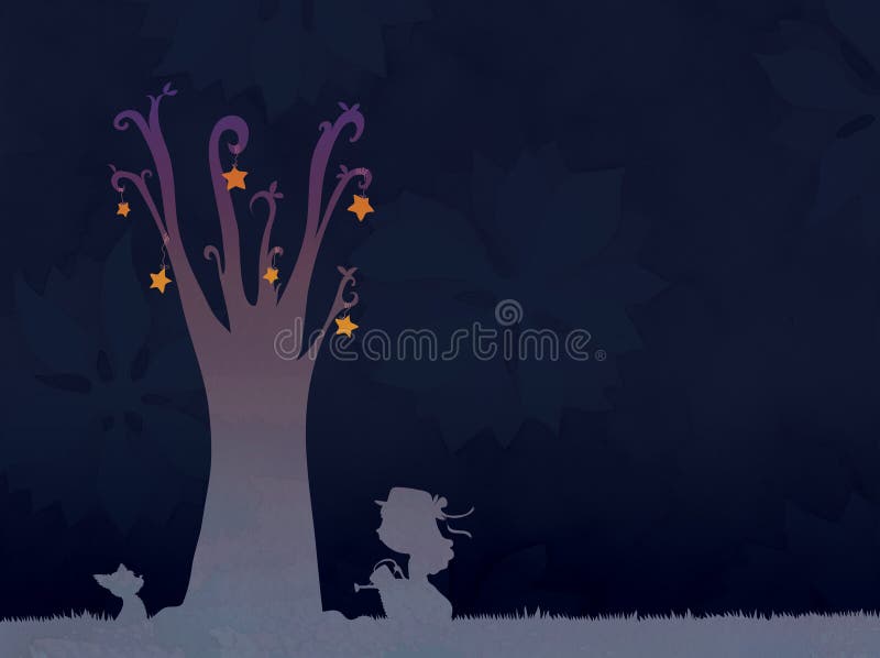 Starry tree fantasy stock vector. Illustration of celebration - 12840680