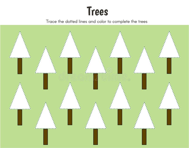 Draw Trees, Printable Worksheet for Online Education Stock Vector ...