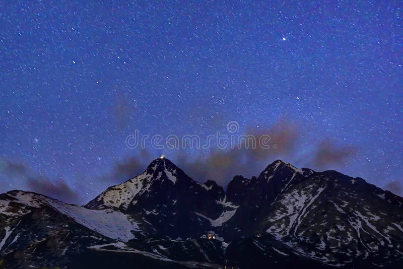 Stars above mountains stock image. Image of snow, blue - 56484693