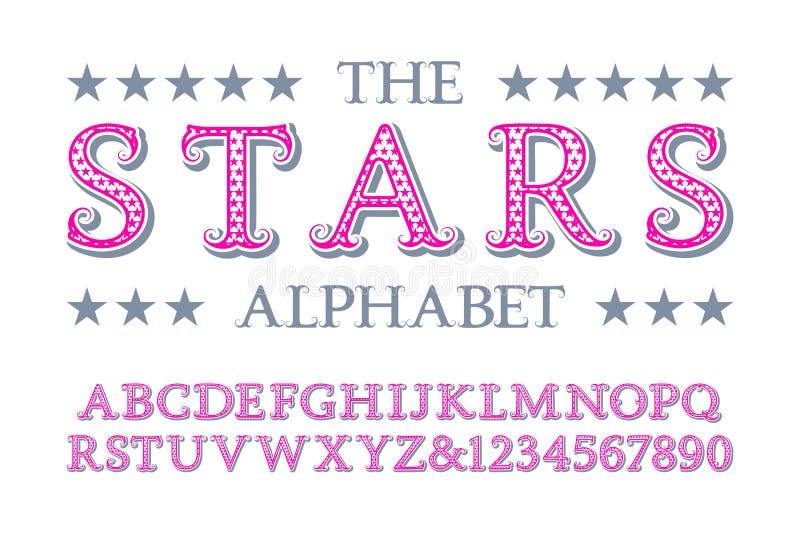 Stars Alphabet with Numbers in Romantic Vintage Style Stock Vector ...