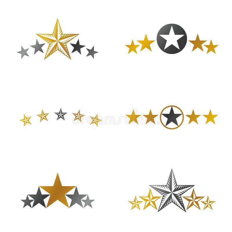 Stars Ancient Emblems Elements Set. Heraldic Vector Design Elements ...