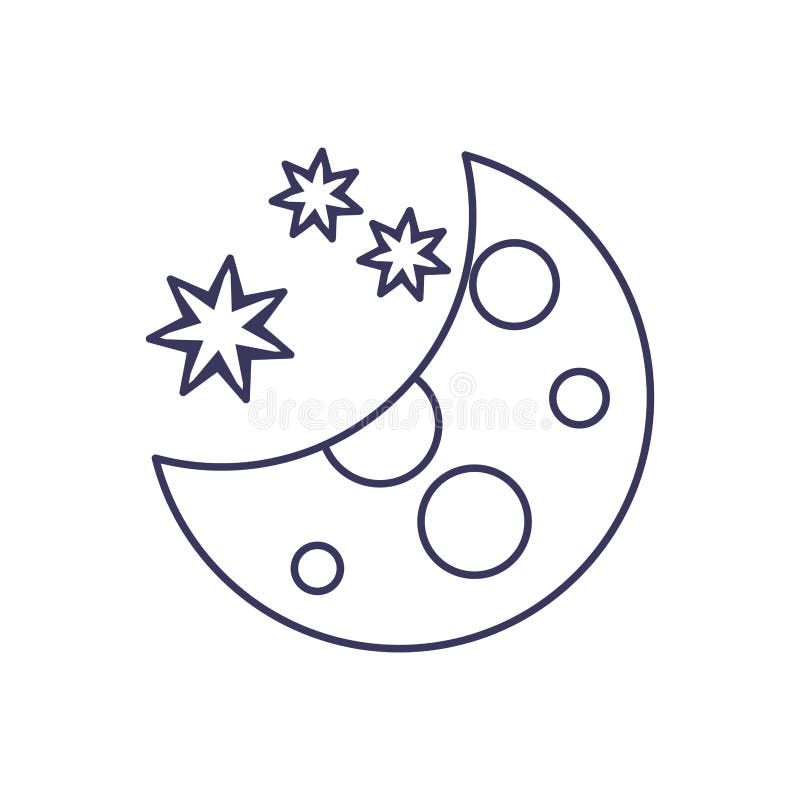Stars Astrology Half Moon Line Image Stock Vector - Illustration of ...