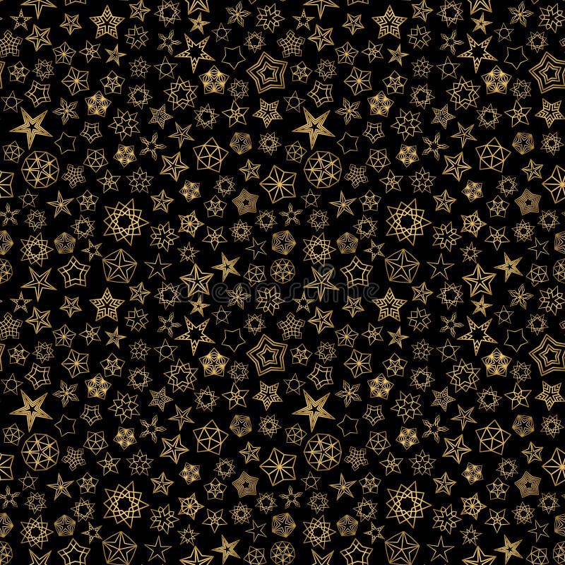 Stars Background. Golden Seamless Pattern Stock Vector - Illustration ...