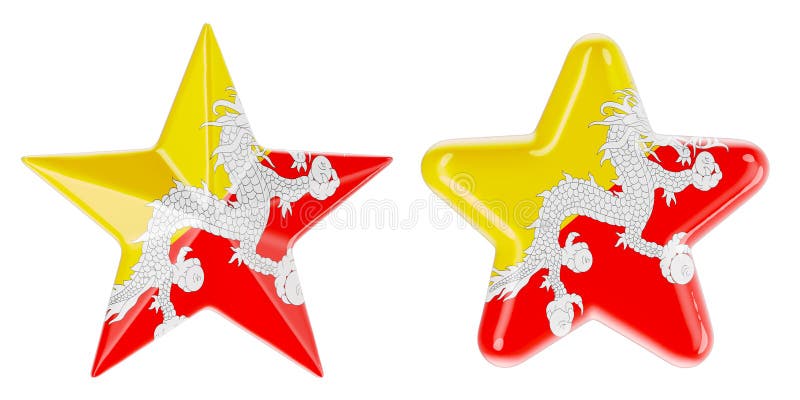 Bhutanese Flag Painted on the Award Ribbon Rosette. 3D Rendering Stock ...