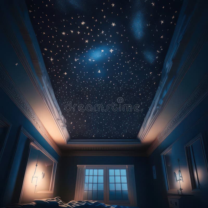 Stars on the Ceiling of the Room Stock Illustration - Illustration of ...
