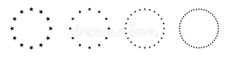 Stars Circle Sign Icons Set. Stock Illustration - Illustration of award ...