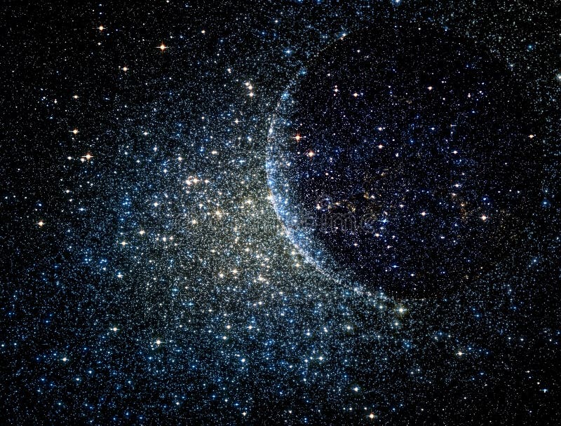 Stars Clusters on the Background of Vast Cosmic Sphere. Stock ...