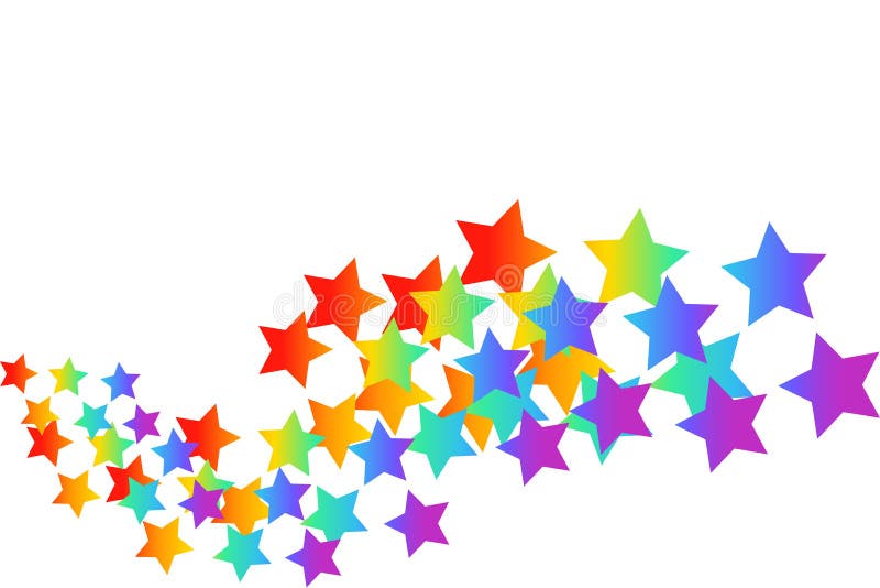 Stars Colored in Rainbow Colors, Wave Shape, Flowing Motion Effect ...