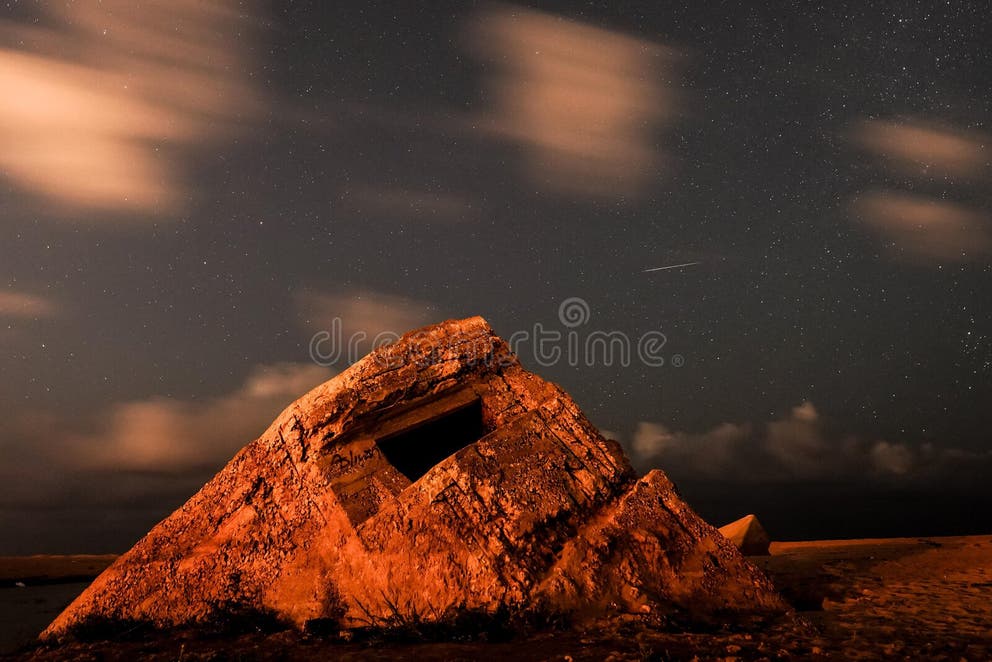 Stars and Comet Over Bunker Stock Photo - Image of stars, astrology ...