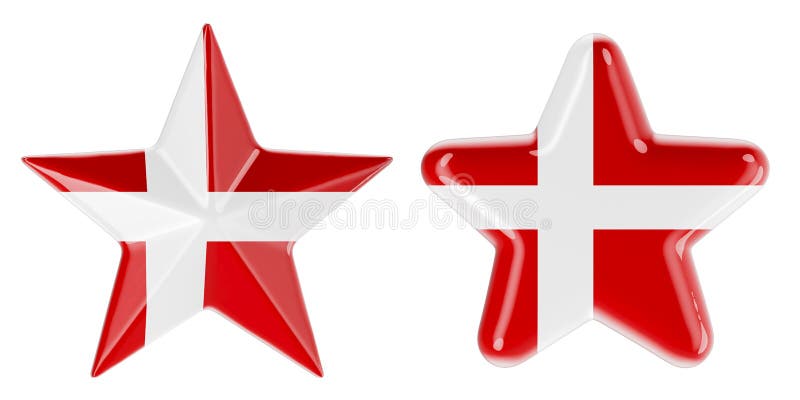 Stars with Danish Flag, 3D Rendering Stock Illustration - Illustration ...