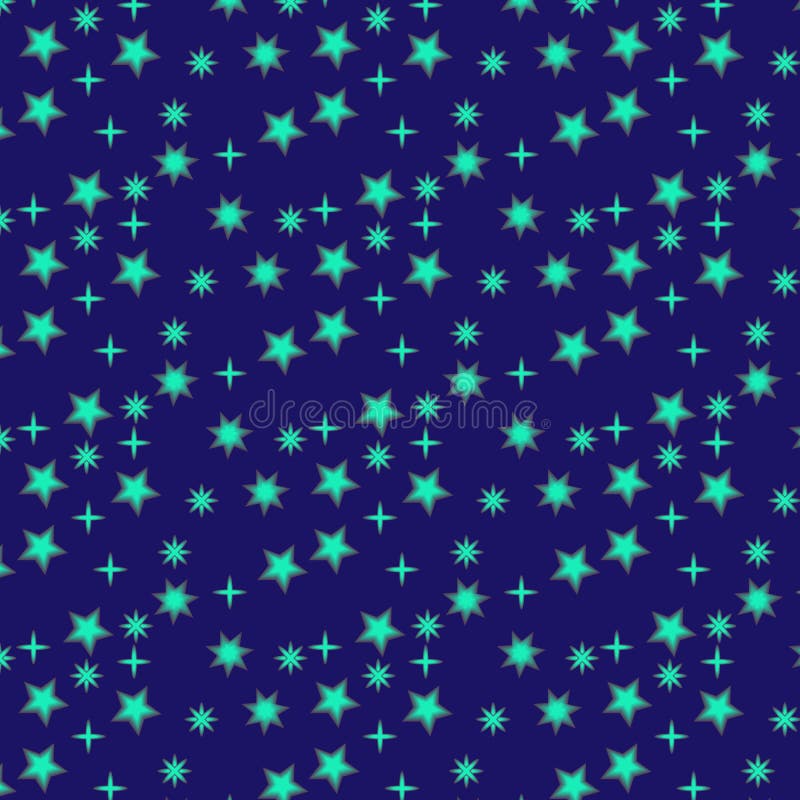 Stars in the Dark Blue Sky. Vector Seamless Pattern Stock Vector ...