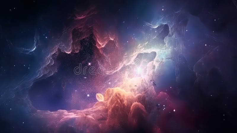 Stars in Deep Space Surrounded by a Nebula. Generative AI Stock ...