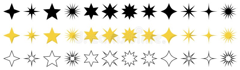Stars in Different Style. Stars Icons Stock Vector - Illustration of ...