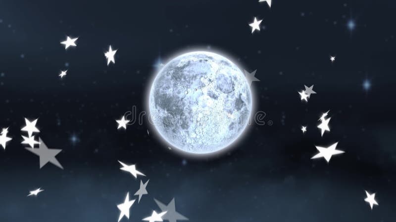 Stars Falling and Full Moon on Grey Background Stock Footage - Video of ...