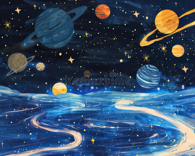 Stars Forming a River in the Sky Flowing between Planets Like a Cosmic ...