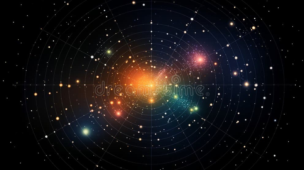 Stars and Galaxies in Harmonious Alignment Stock Illustration ...