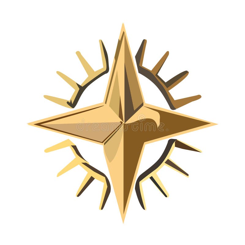 Stars Golden Icon Four Pointed Stock Vector - Illustration of blue ...