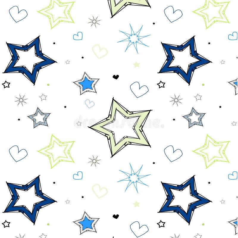 Stars Hearts Blue Green Kids Pattern Stock Illustrations – 42 Stars ...