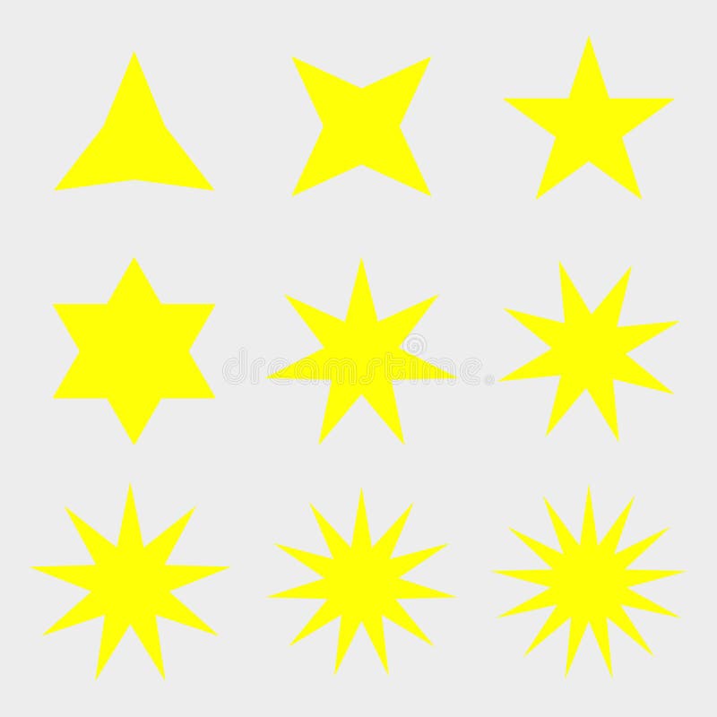 Stars Icons. Classic Isolated Shiny Stars with Different Number of Tips ...