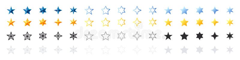 Stars Icons Set. Multicolored Star Icons. Rating Stars Icons Stock ...