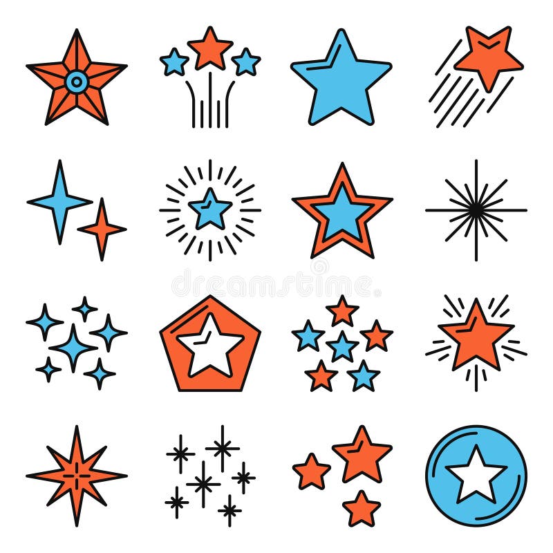 Stars Icons Set on White Background. Vector Stock Illustration ...