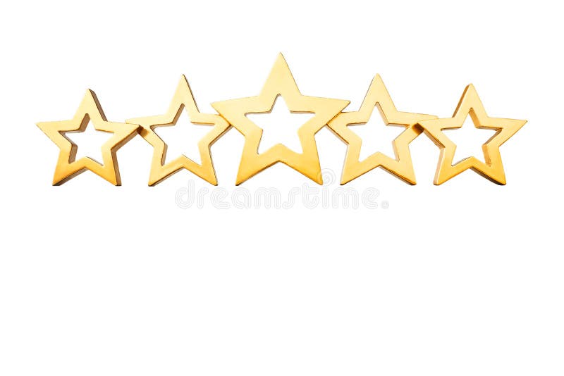 5 Stars Isolated Gold White Stock Photo - Image of event, copyspace ...