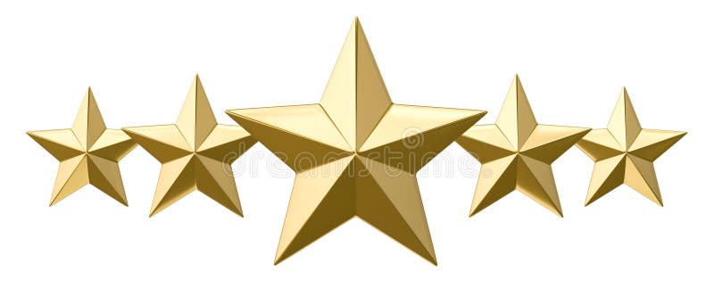 5 Stars in or Isolated on White. 3d Render Stock Illustration ...