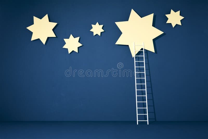 Reaching The Stars With A Ladder Stock Vector - Illustration of ...