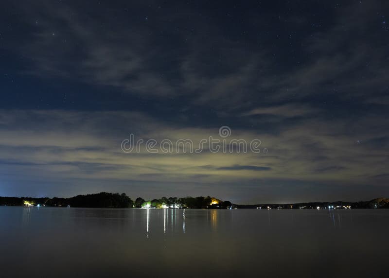Stars and lake at night stock photo. Image of planet - 166184608