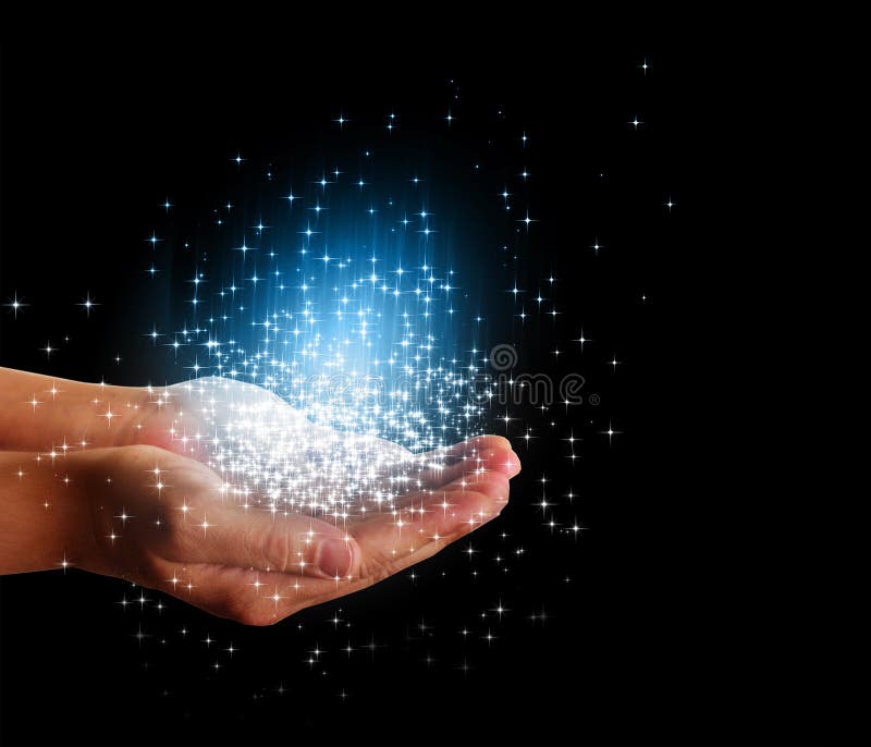 Stars magic in your hands stock photo. Image of blue - 100472416