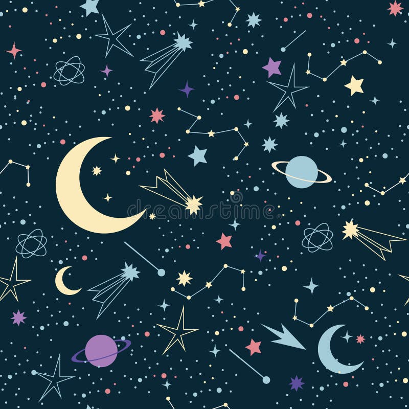 Vector Illustration. Space Galaxy Constellation Seamless Pattern Stock ...