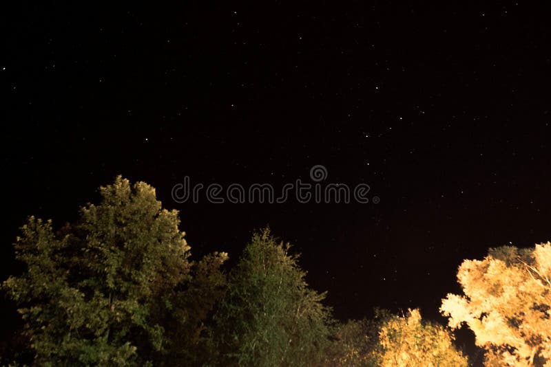 Stars and Northern Lights Over Dark Road at Lake Stock Image - Image of ...