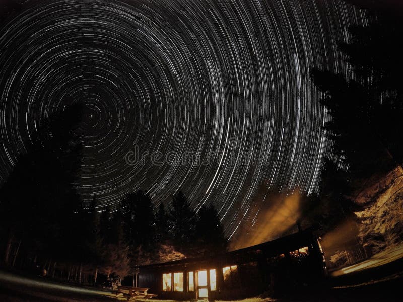 Stars over cabben stock photo. Image of black, trees - 64342498