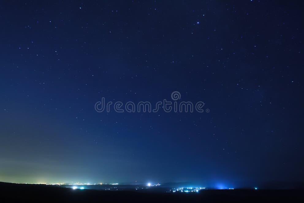 Stars Over the City at Night. Stock Photo - Image of scene, horizon ...