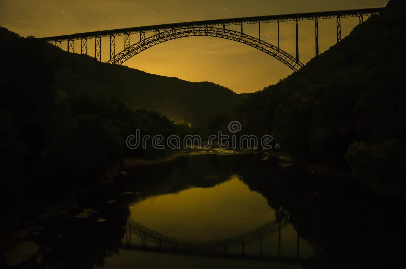 Stars Over New River Gorge Bridge Stock Image - Image of river, stars ...