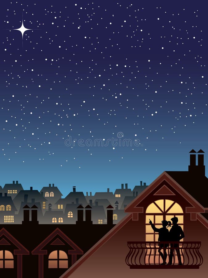 Magical Starry Night stock illustration. Illustration of freehand ...