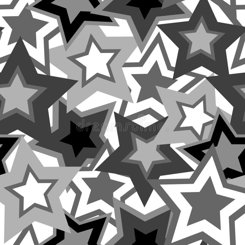 Seamless Black Star Pattern Stock Vector - Illustration of continuity ...
