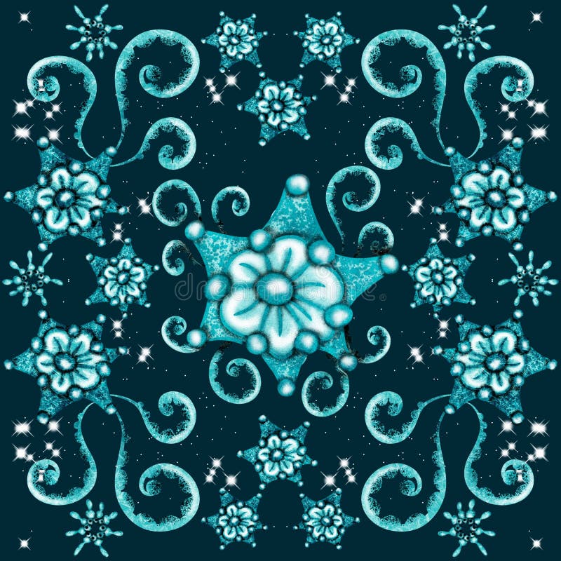 Stars Pattern Blue Zenarts Zendoodle Stock Illustration - Illustration ...