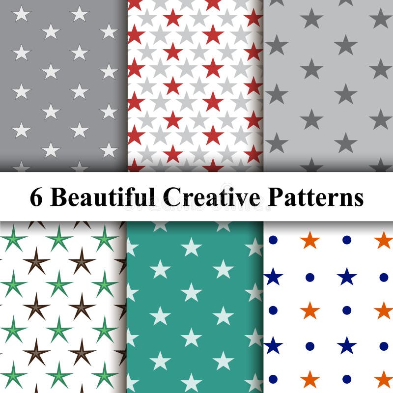 Stars Pattern in Retro Style. Vector Stock Vector - Illustration of ...