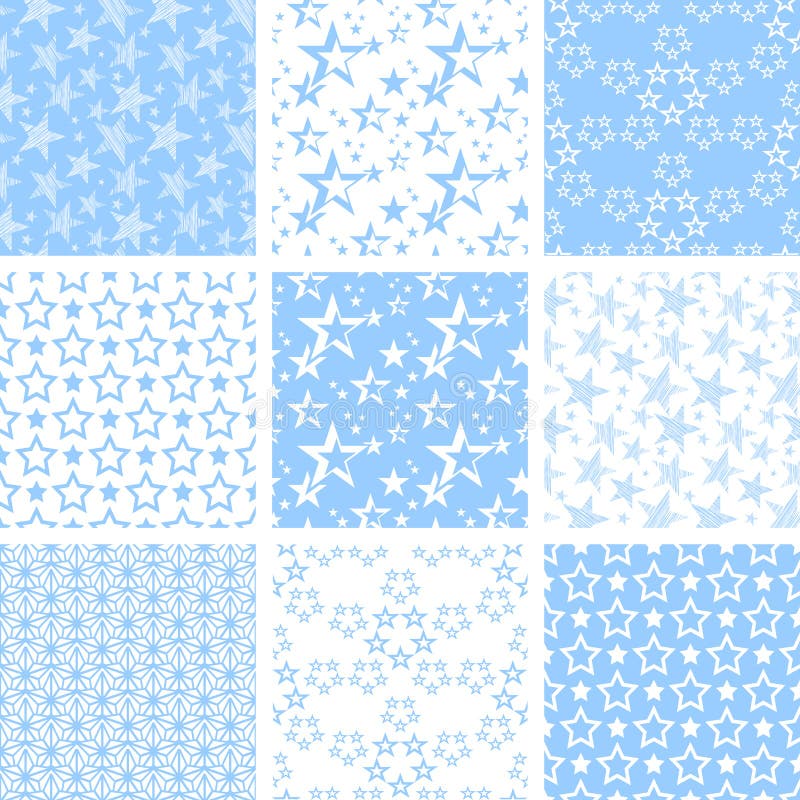 Stars Patterns. Seamless Textures Set. Stock Vector - Illustration of ...