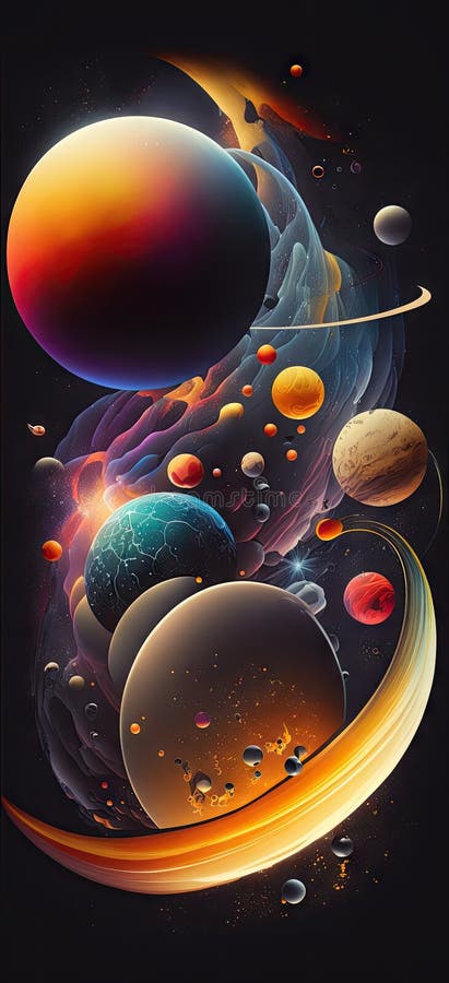 Stars Planets Space Abstract Art Illustration Design Art. Stock ...