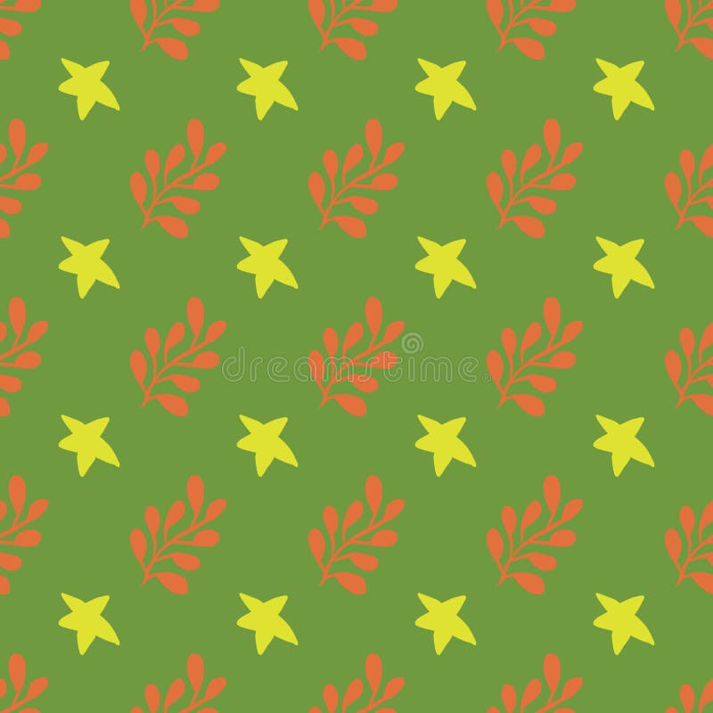 Stars Plant Seamless Repeat Pattern Stock Vector - Illustration of ...