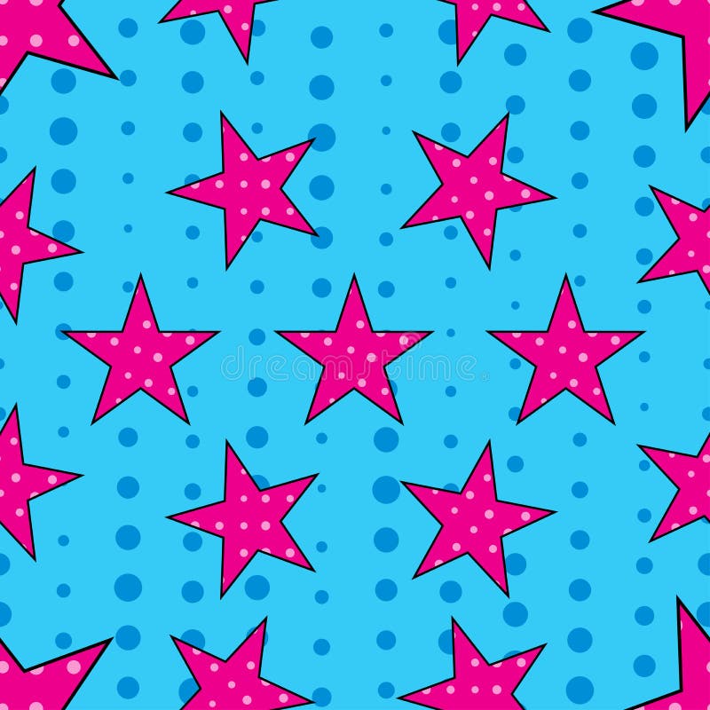 Stars in Pop Art Style, Seamless Pattern. Vector. Stock Vector ...