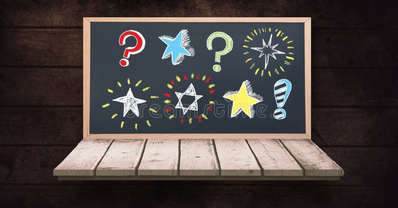 Stars and Question Marks on Blackboard Stock Illustration ...