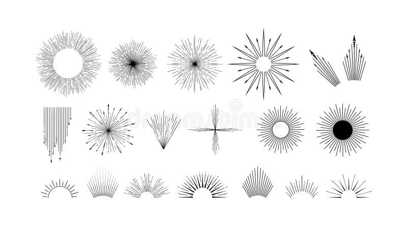 Stars, Radiant Spase Objects Isolated Clip Arts Bundle, Hand Drawn ...