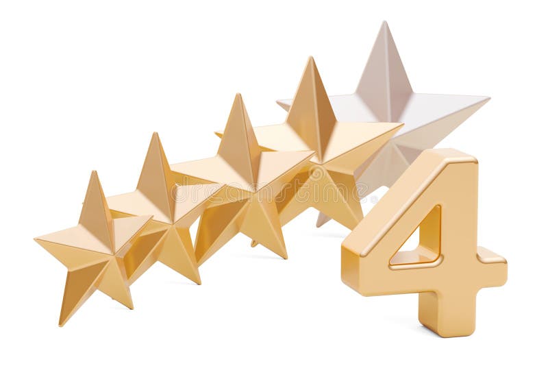4 Stars Rating Concept, 3D Rendering Stock Illustration - Illustration ...