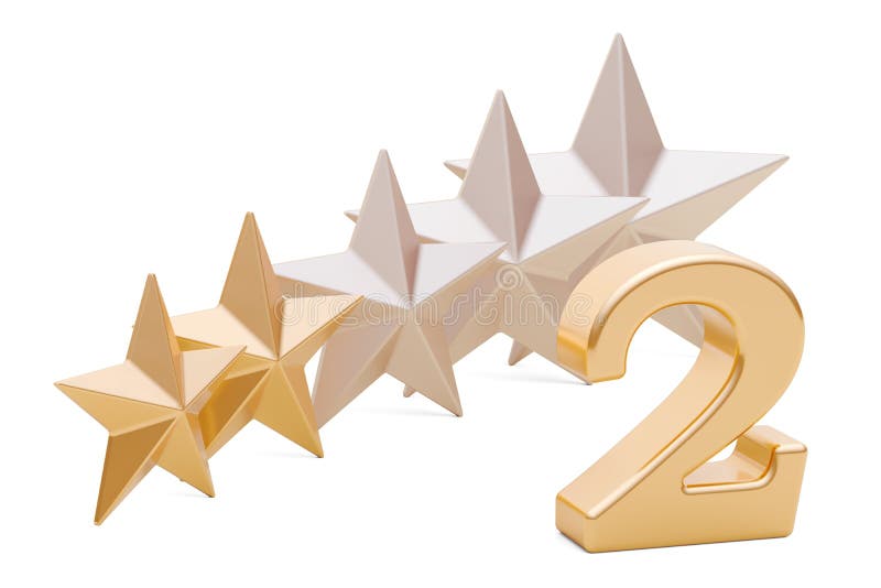 2 Stars Rating Concept, 3D Rendering Stock Illustration - Illustration ...