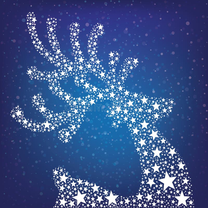 Reindeer on Blue Background with Snowflakes, Vector Stock Vector ...